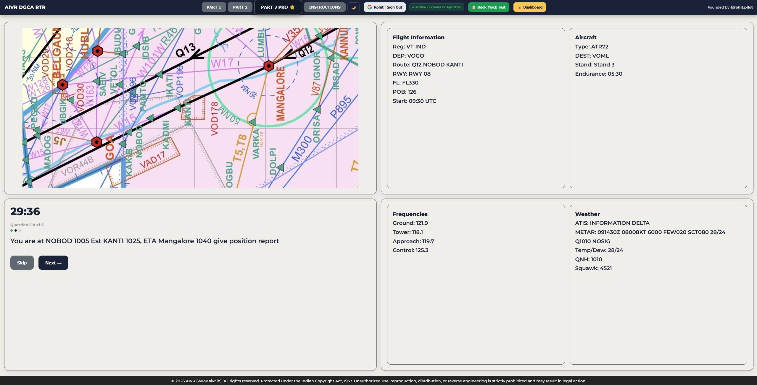 DGCA RTR Part 2 Simulator | Part 1 Question bank | AIVR RTR